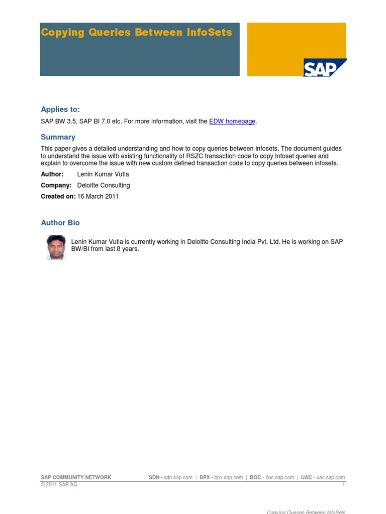 Sap Bi (Infoset) | PDF | Software Engineering | Computing