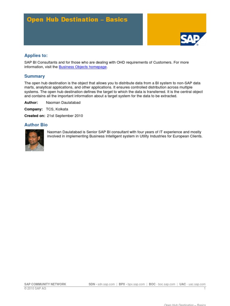 Sap Bi (Open Hub Destination) | PDF | Business Intelligence ...