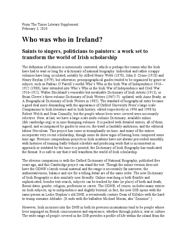 Who Is Who in Ireland | PDF | Ireland | Biography