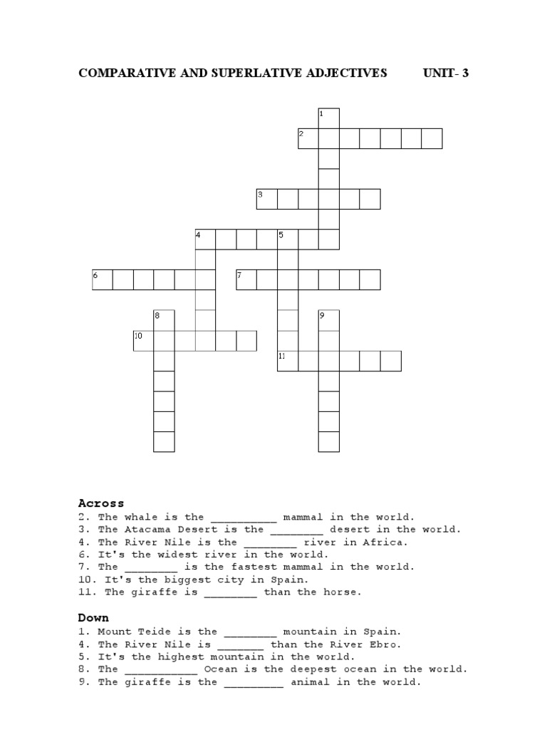 Crossword Superlatives and Comparatives | PDF