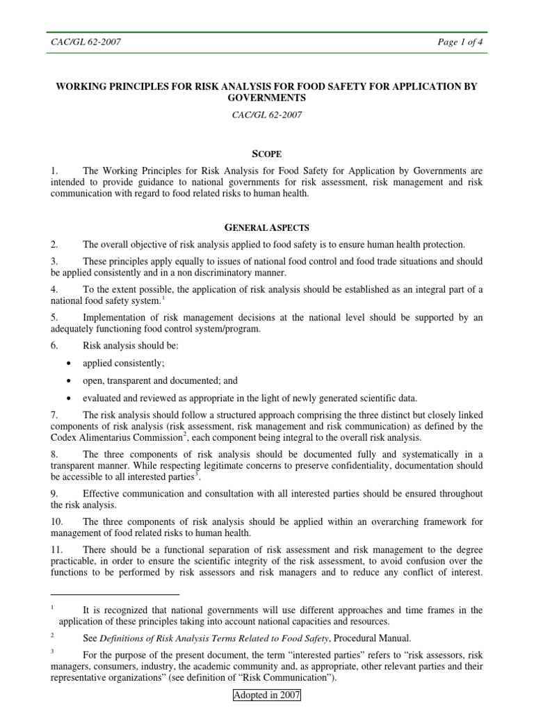 Risk Analysis for Food Safety | Risk Assessment | Risk