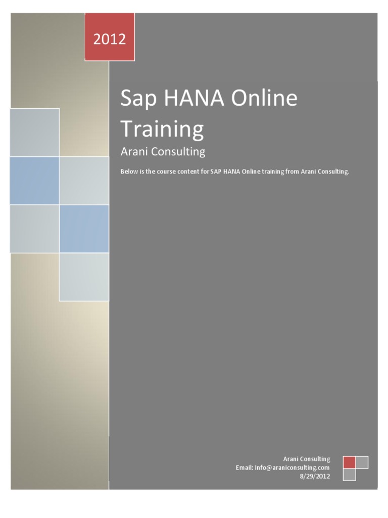 Sap HANA Online Training: Arani Consulting | PDF | Sap Se | Metadata