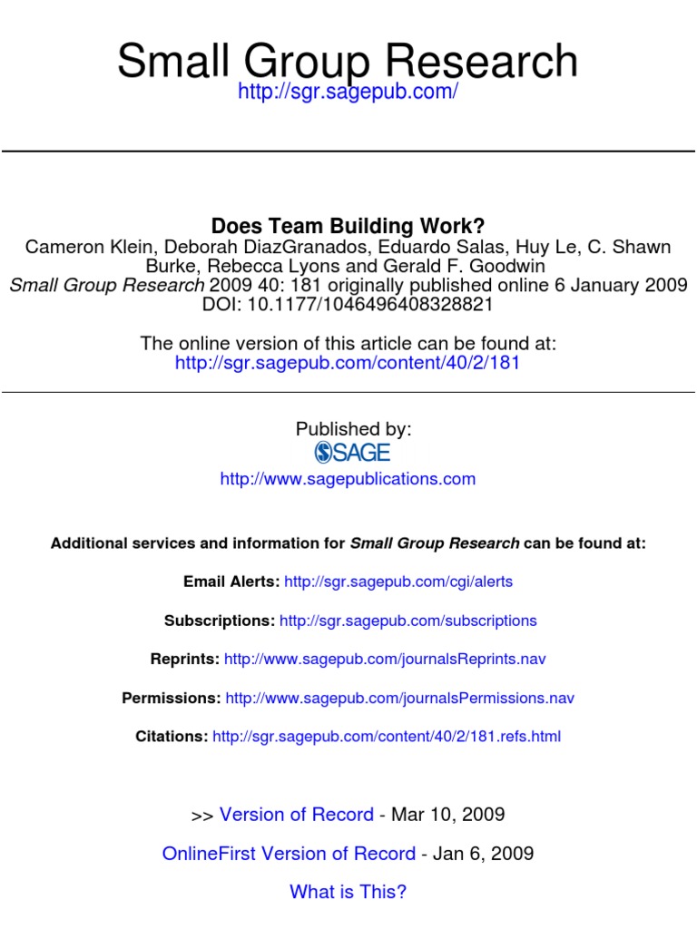 Small Group Research-2009 | PDF | Team Building | Applied Psychology