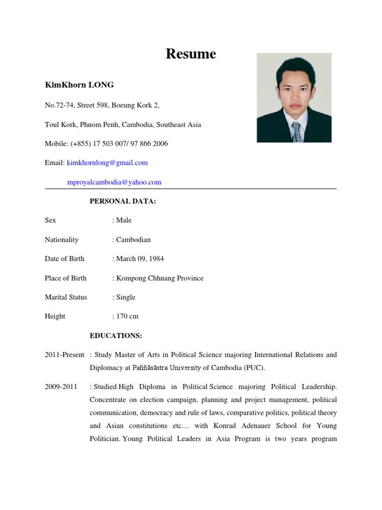 Khmer Political Science Resume | PDF | Cambodia | Association Of ...