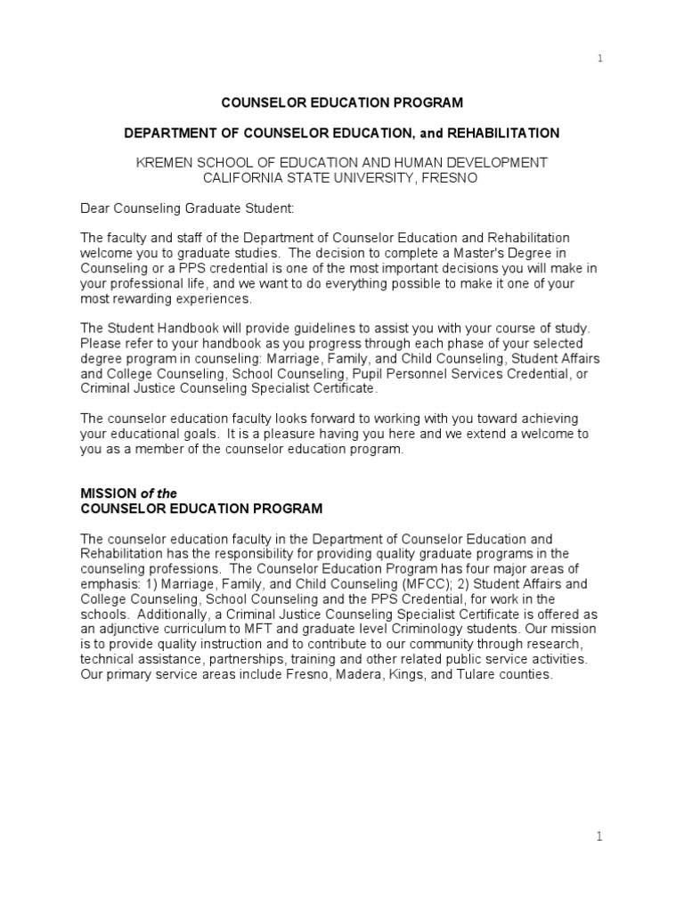 COUN ED Handbook | PDF | School Counselor | Counseling Psychology