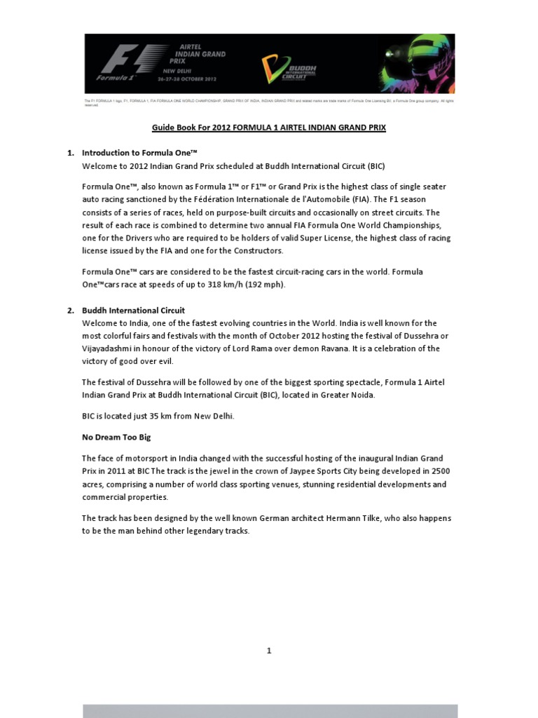 Introduction To Formula One™ | PDF | Formula One | Parking