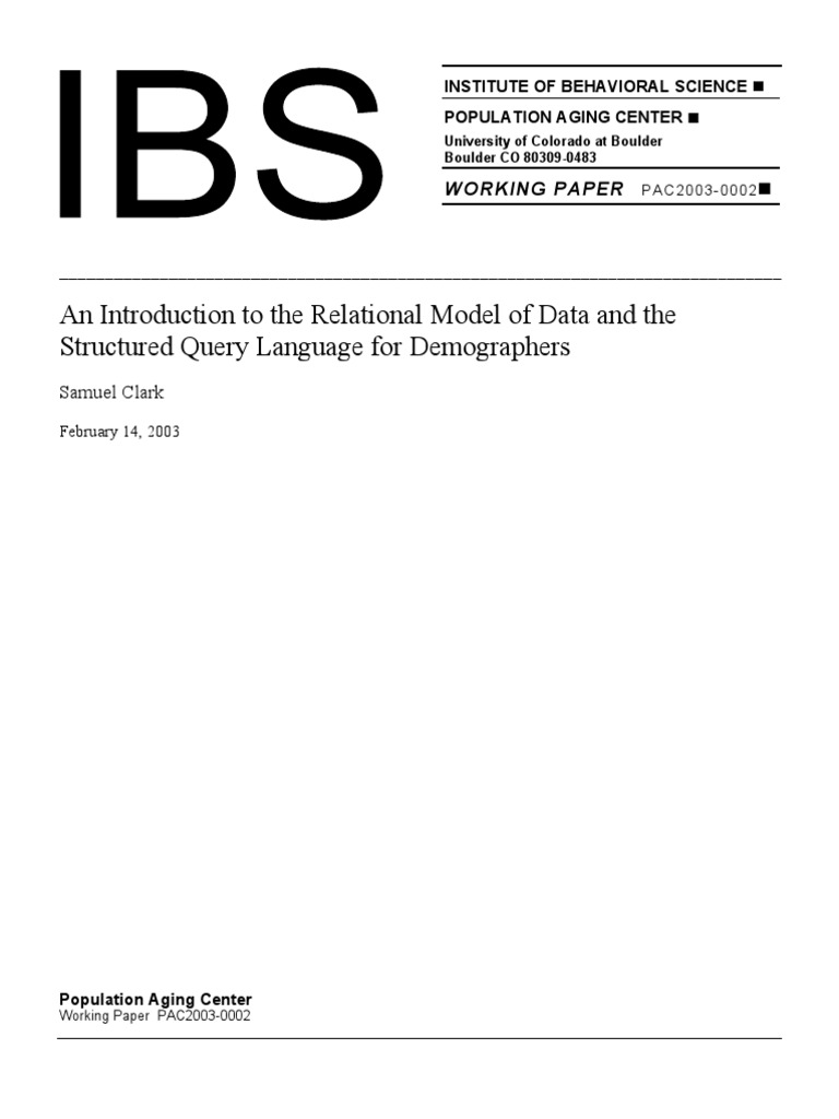 An Introduction To The Relational Model of Data and The Structured ...