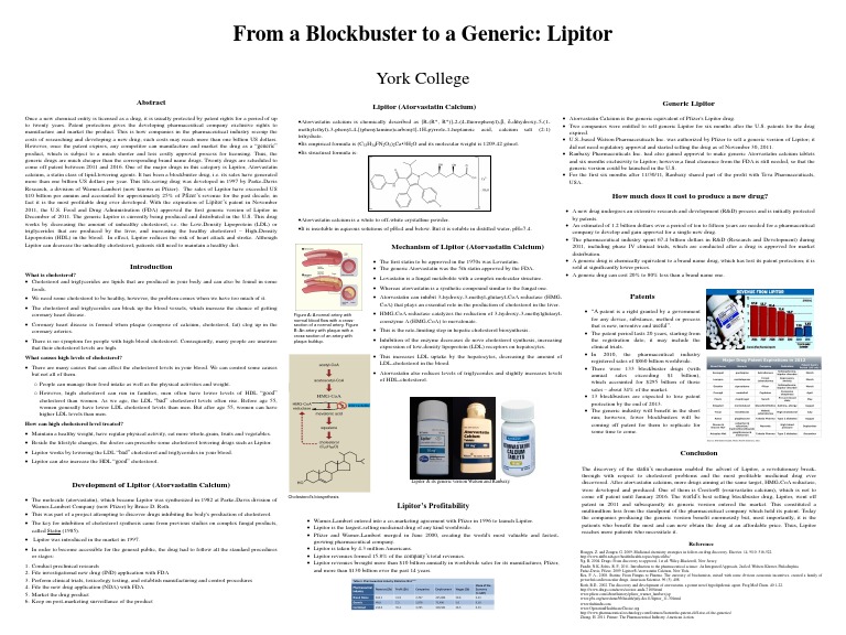 LIPITOR From A Blockbuster To A Generic | PDF | Cholesterol | Generic Drug