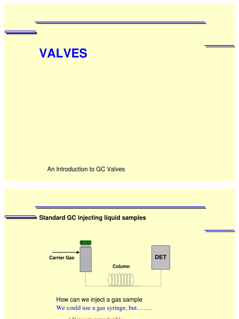 Valves: An Introduction To GC Valves | PDF | Gas Chromatography | Valve