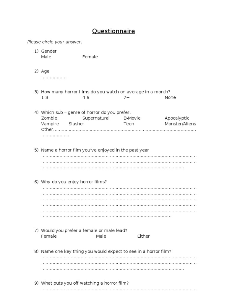 Questionnaire: Please Circle Your Answer | PDF