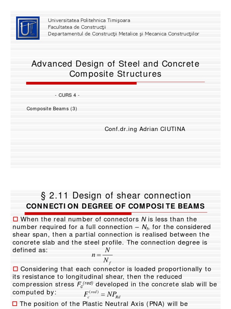 Advanced Design of Steel and Concrete Composite Structures | PDF | Beam ...