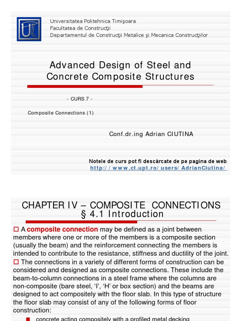 Advanced Design of Steel and Concrete Composite Structures | PDF | Beam ...