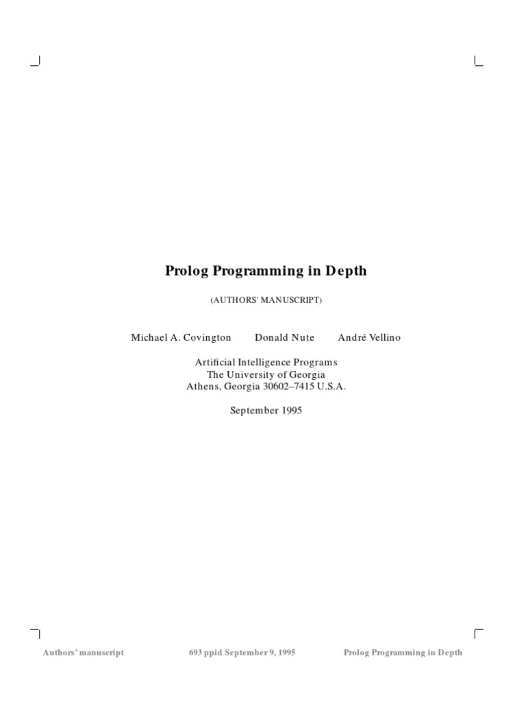 Prolog Programming in Depth PDF | Download Free PDF | Inference | Parsing