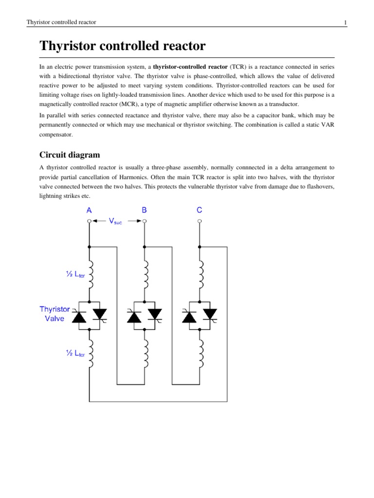 Thyristor Controlled Reactor: Circuit Diagram | PDF | Electrical ...