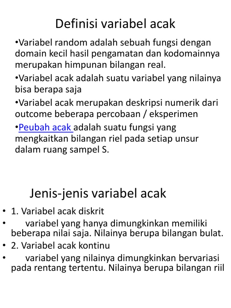 Variabel Acak dan Jenisnya | PDF | Fiksi Umum
