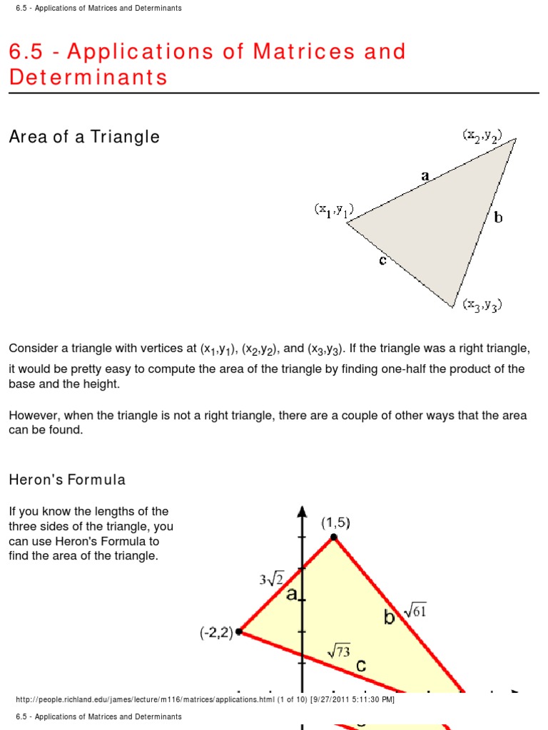 Application of Matrices | PDF | Area | Matrix (Mathematics)