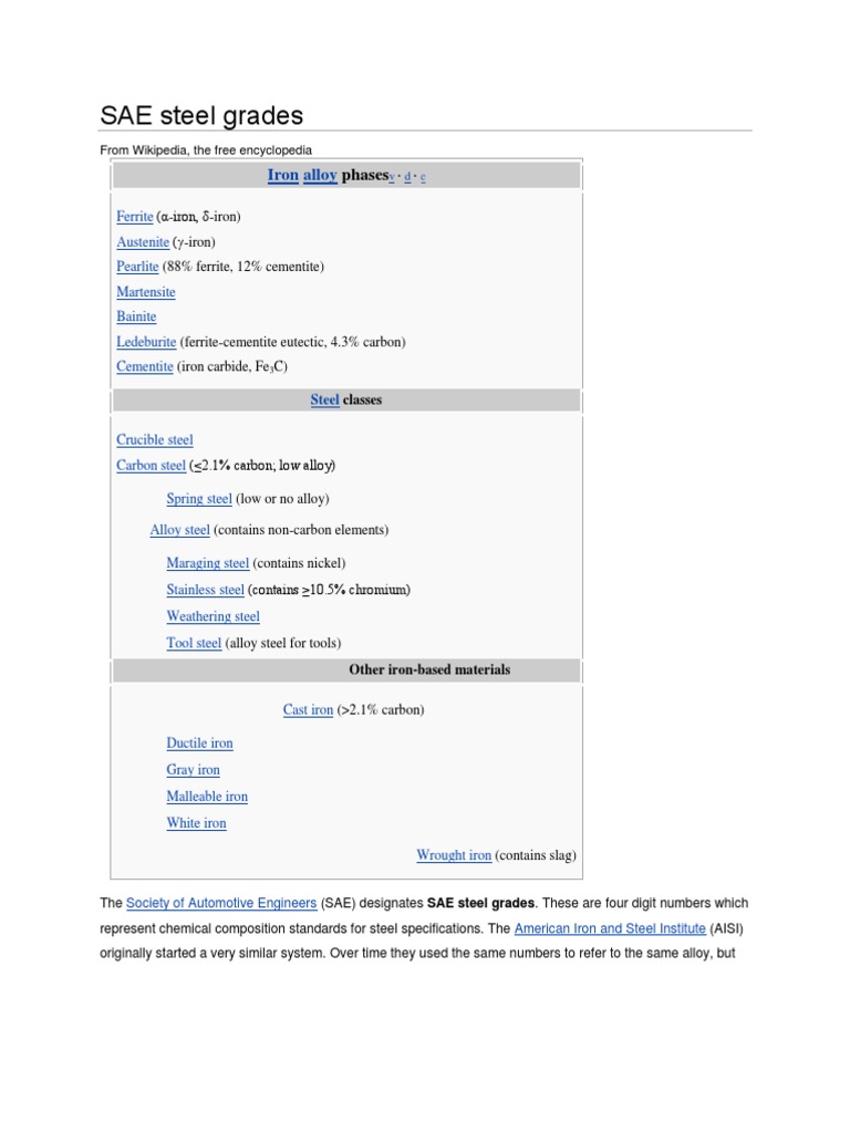 SAE Steel Grades | PDF | Stainless Steel | Steel