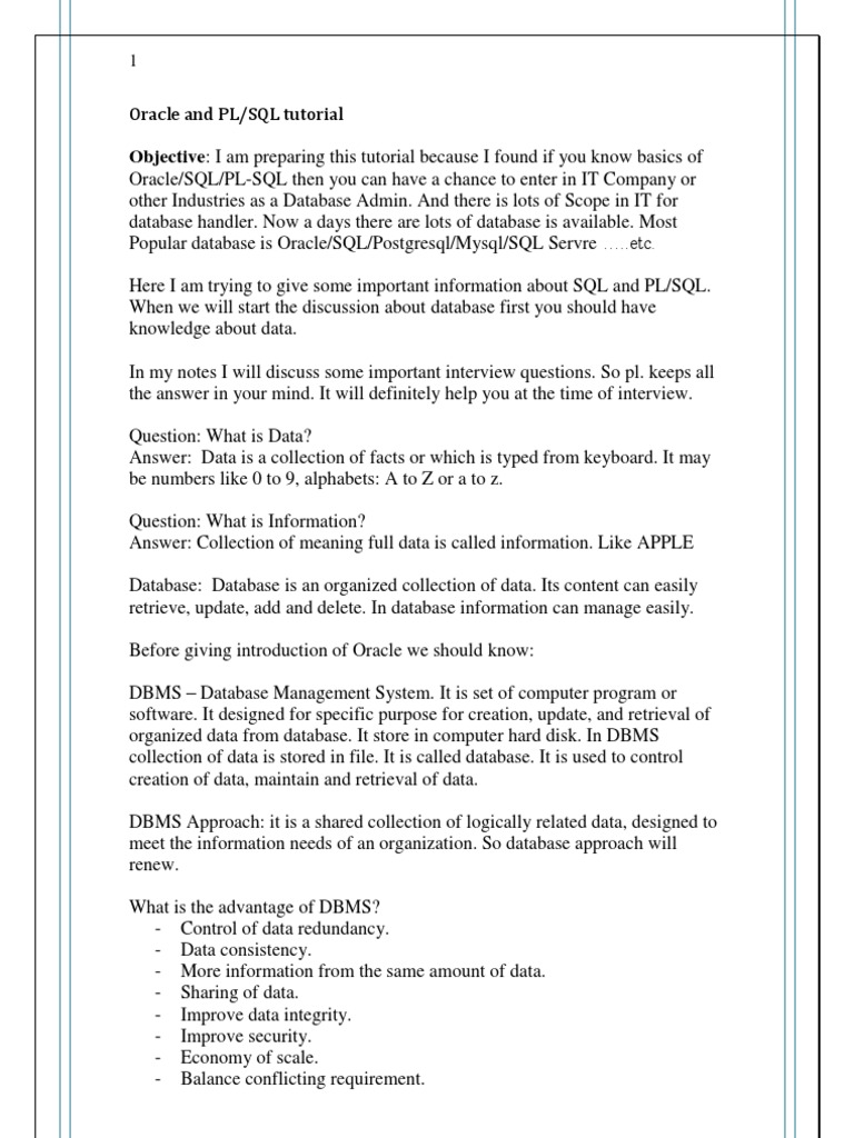 Oracle Tutorial | PDF | Database Index | Databases