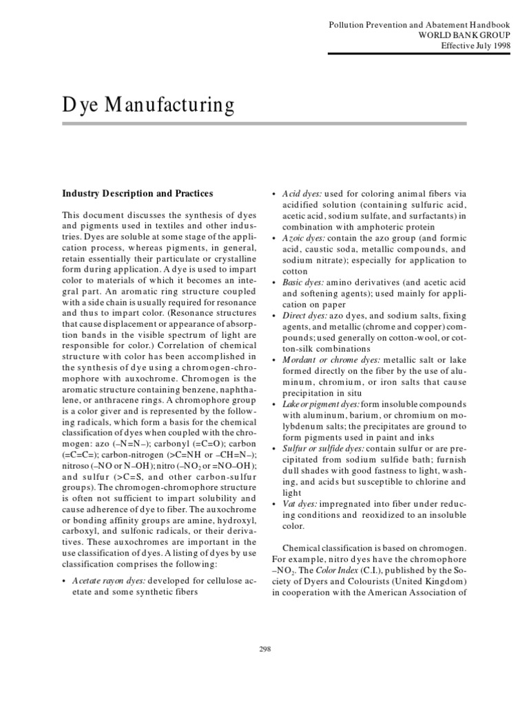 Dye Manufacturing PDF | PDF | Dye | Exhaust Gas