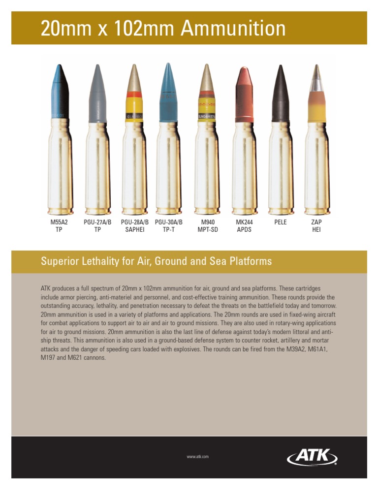 ATK 20 X 102 MM | PDF | Ammunition | Military Science
