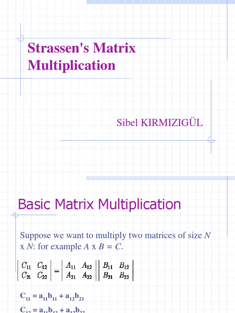Strassen Matrix Multiplication | PDF | Matrix (Mathematics ...