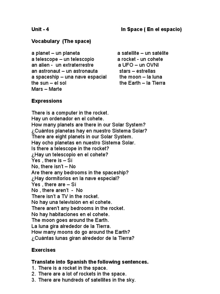 Vocabulary Unit 4 in Space | PDF | Extraterrestrial Life | Moon