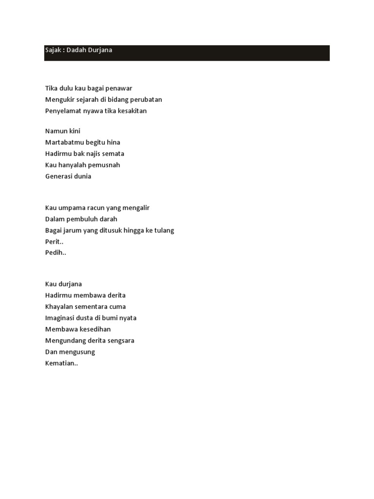 Sajak Anti Dadah | PDF