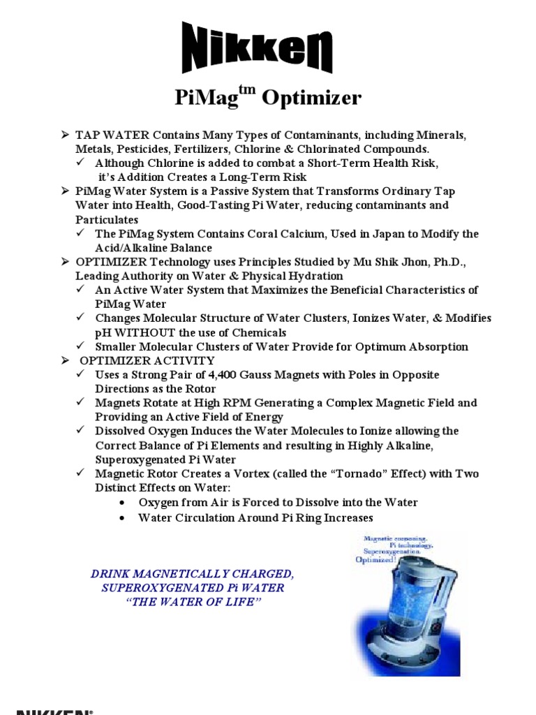 Pimag Optimizer: Drink Magnetically Charged, Superoxygenated Pi Water ...