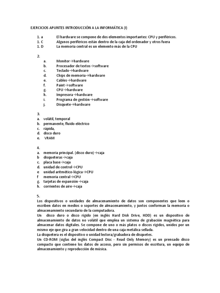Ejercicios de Informática Básica | PDF