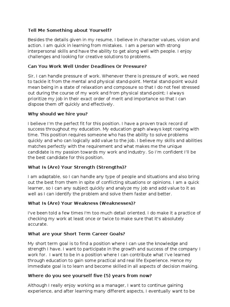 Interview Questions and Answers | PDF | Competence (Human Resources ...