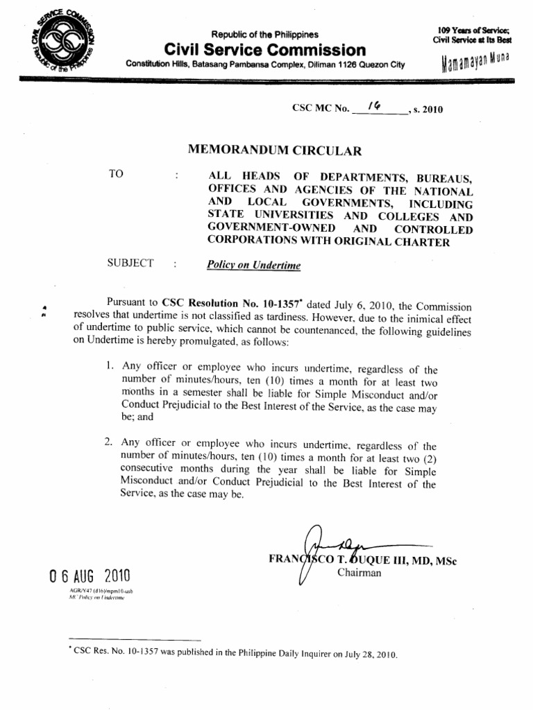CSC Memo On Tardiness | PDF
