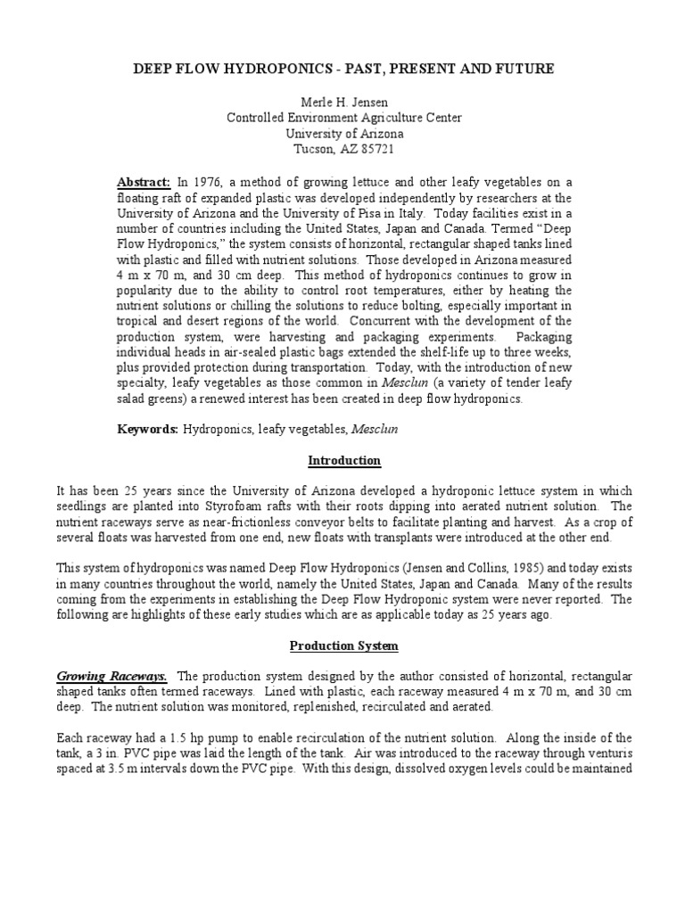 Deep Flow Hydroponics Merle Jensen | PDF | Hydroponics | Lettuce