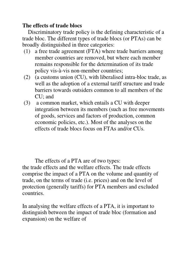 The Effects of Trade Blocs | PDF | Tariff | Trade