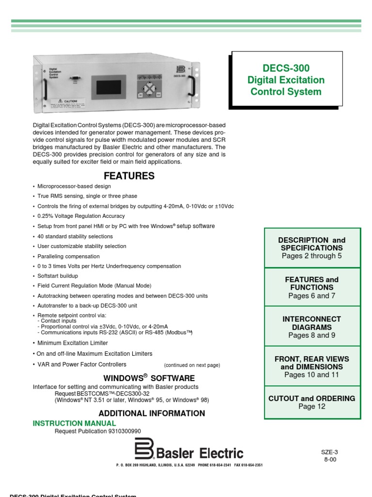 Features: DECS-300 Digital Excitation Control System | PDF | Electric ...