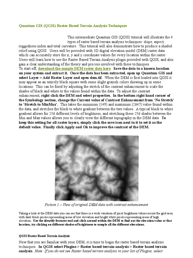 QGIS Raster Terrain Analysis Guide | PDF | Geographic Information ...