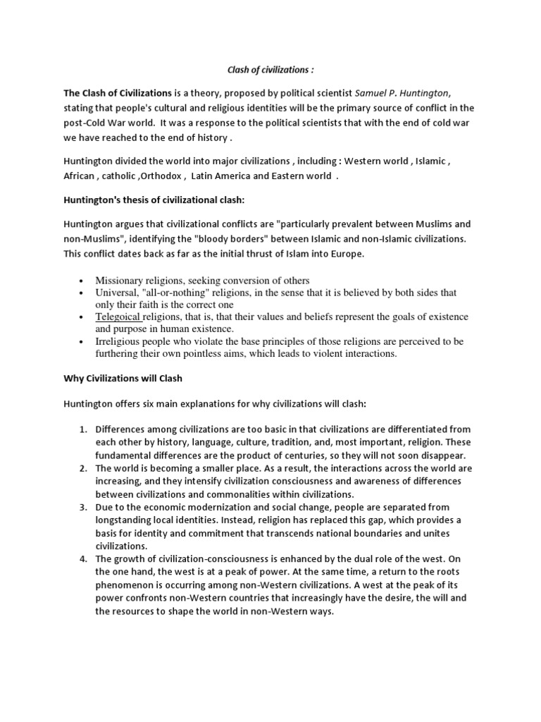 Theory, Clash of Civilization | PDF | Cultural Anthropology ...