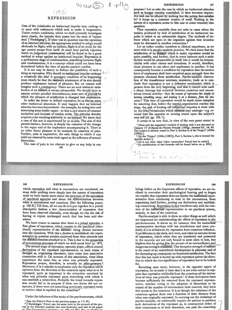 Freud - Repression | PDF | Unconscious Mind | Sigmund Freud