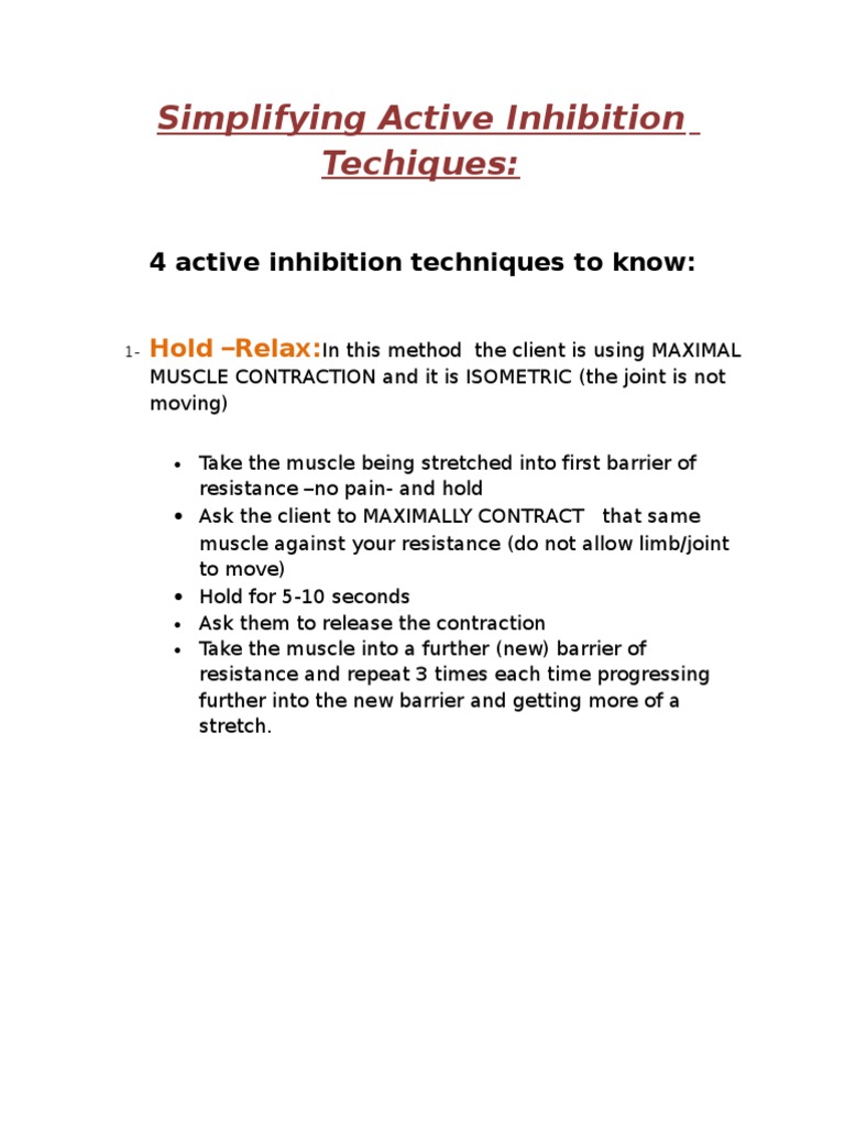 Active Inhibition Techniques Explained | PDF | Nervous System | Dance ...