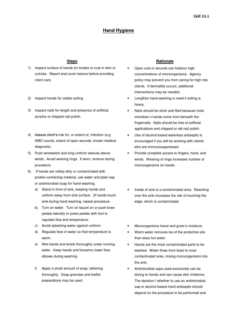 Hand Washing Table | Download Free PDF | Hand Washing | Medical Specialties