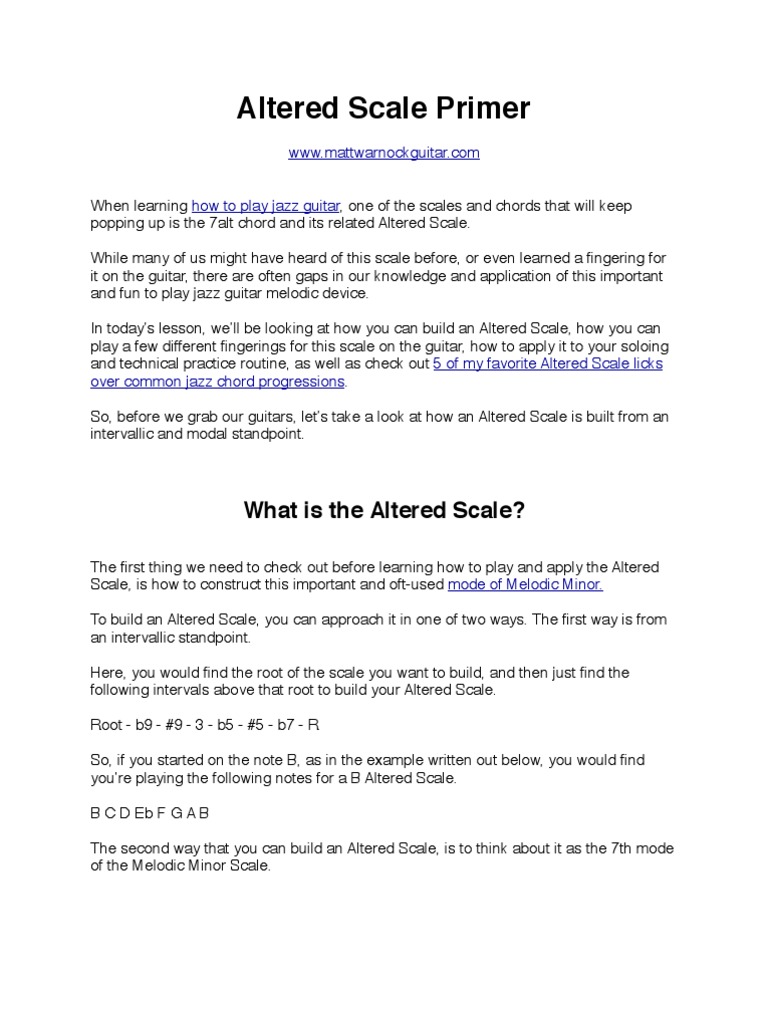 Altered Scale Primer Pdf Pdf Chord Music Scale Music