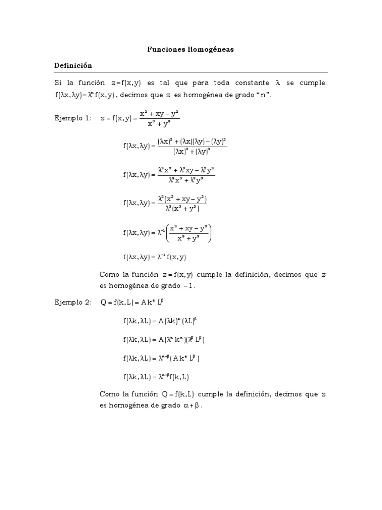Teorema de Euler para Varias Variables | PDF | Matriz (Matemáticas ...