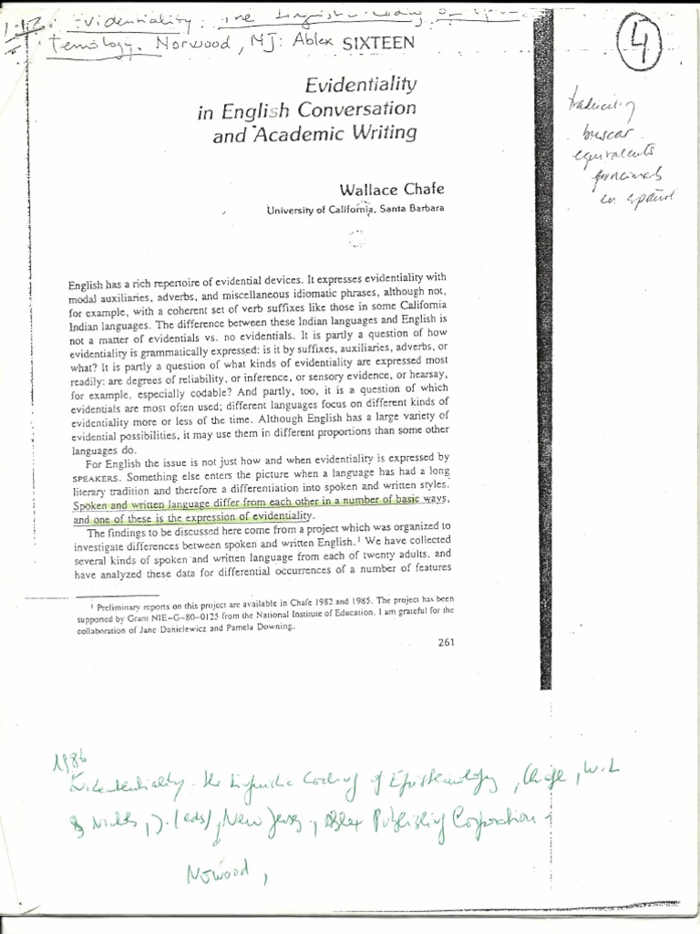 Evidentiality in English Conversation and Academic Writing | PDF