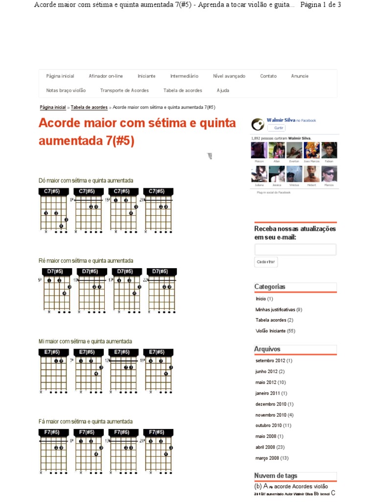 Acorde Maior Com Setima e Quinta Aumentada 7 #5 | PDF | Acorde (música ...