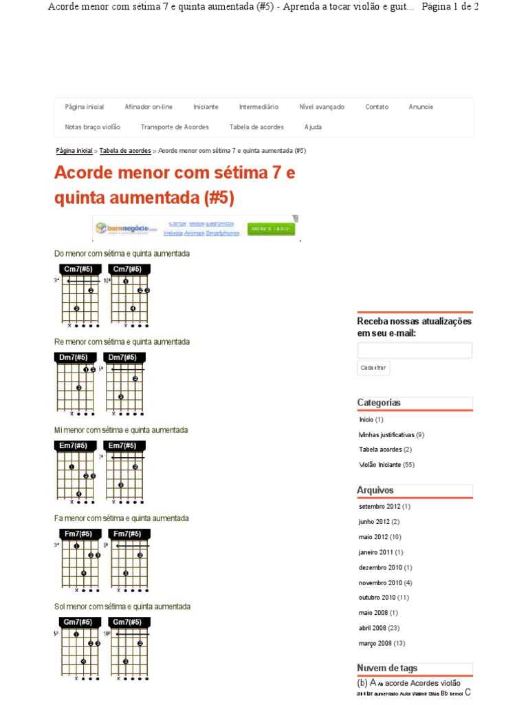 Acorde Menor Com Sétima e Quinta Aumentada #5 | PDF | Acorde (música ...