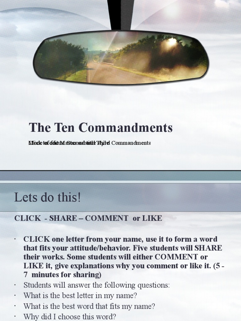Ten Commandments (First Three Commandments) | PDF | Sabbath In ...