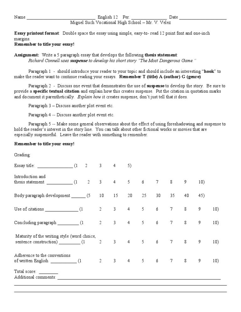 Richard Connell Uses Suspense To Develop His Short Story "The Most ...