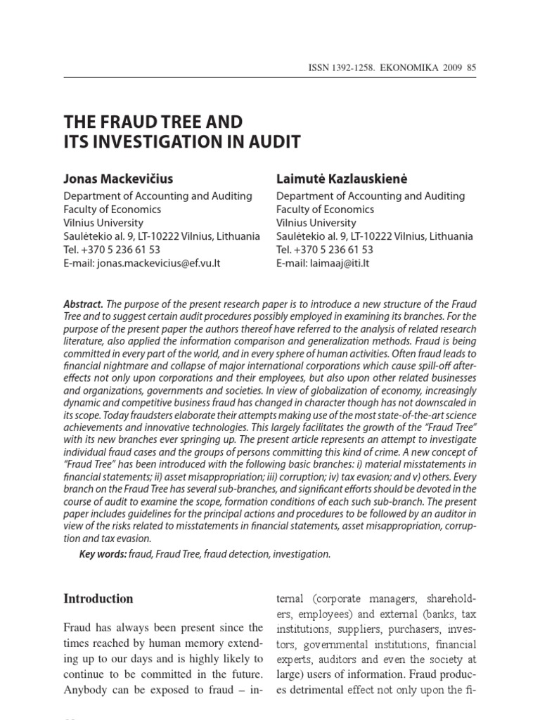 The Fraud Tree and Its Investigation | PDF | Fraud | Audit
