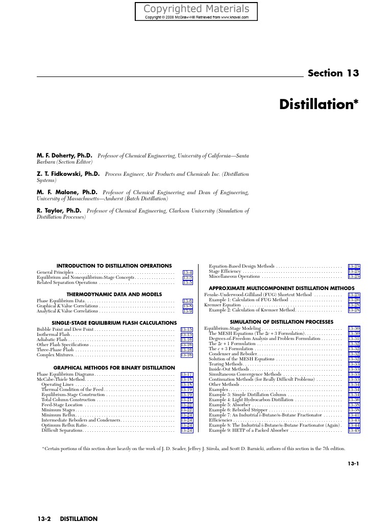 17.0 Distillation | PDF | Distillation | Unit Operations