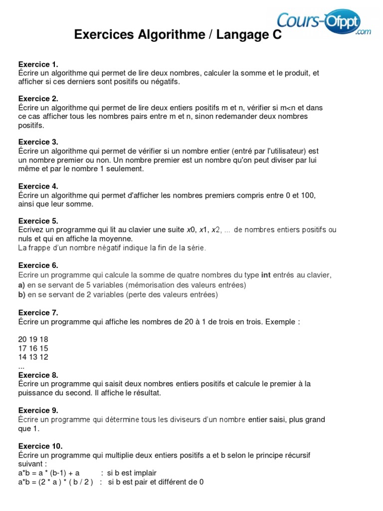 Exercices Algo | PDF