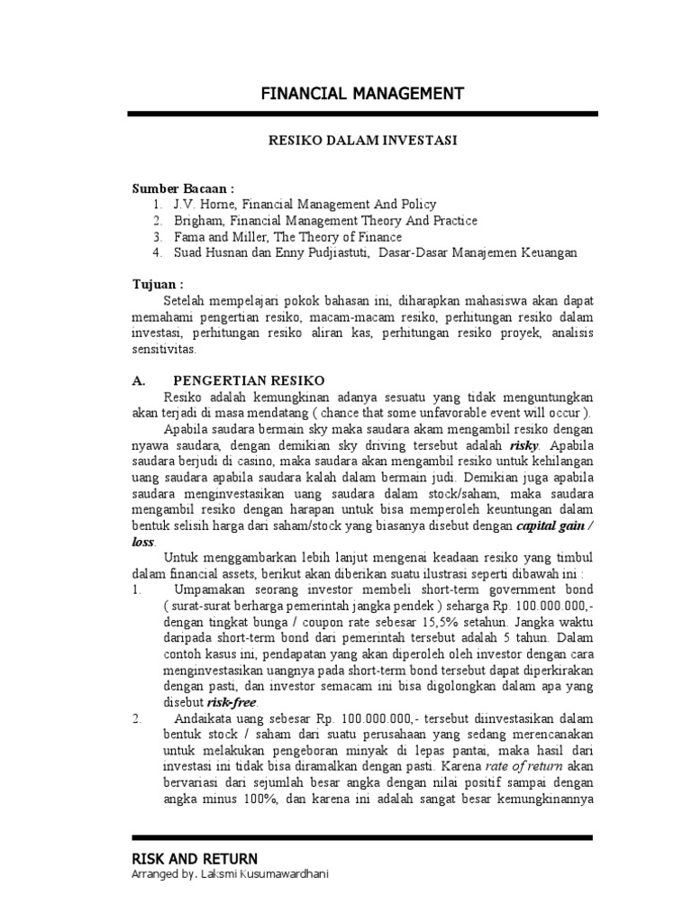 Resiko Dalam Investasi | PDF | Bisnis | Pengelolaan Keuangan & Uang